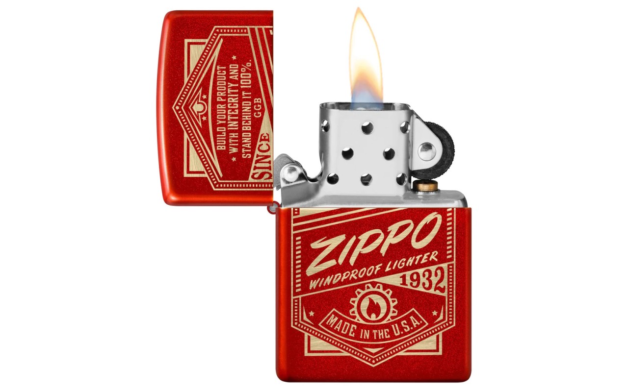 Zippo It Works Vintage Advertisement Design, Metallic Red Windproof ...