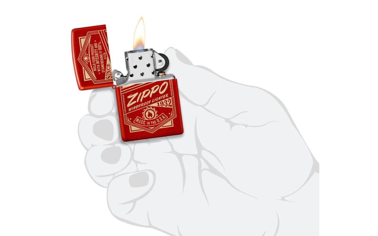 Zippo It Works Vintage Advertisement Design, Metallic Red Windproof Pocket Lighter, 48620 ...