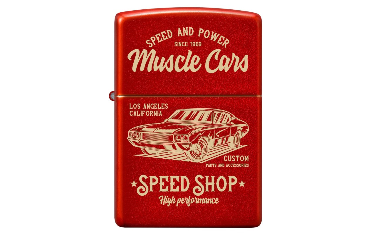Zippo Muscle Car Design, Classic Metallic Red Windproof Pocket Lighter, 48523 - Zippo India ...