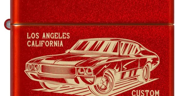 Zippo Muscle Car Design, Classic Metallic Red Windproof Pocket Lighter ...