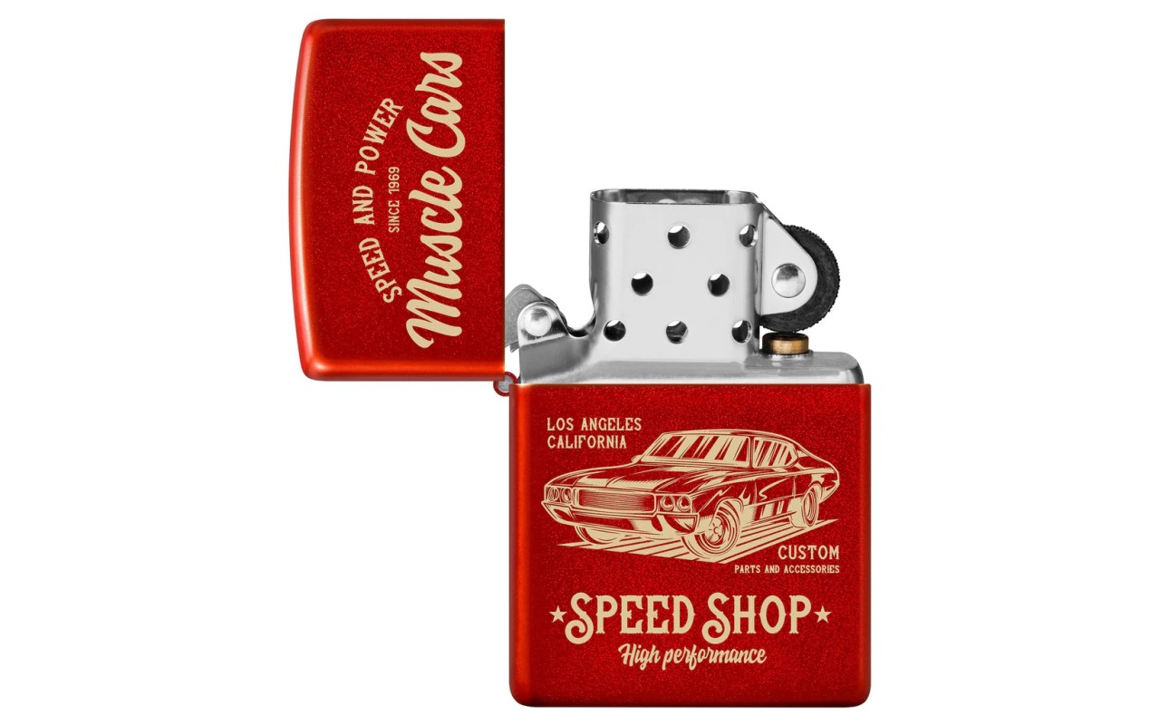 Zippo Muscle Car Design, Classic Metallic Red Windproof Pocket Lighter ...