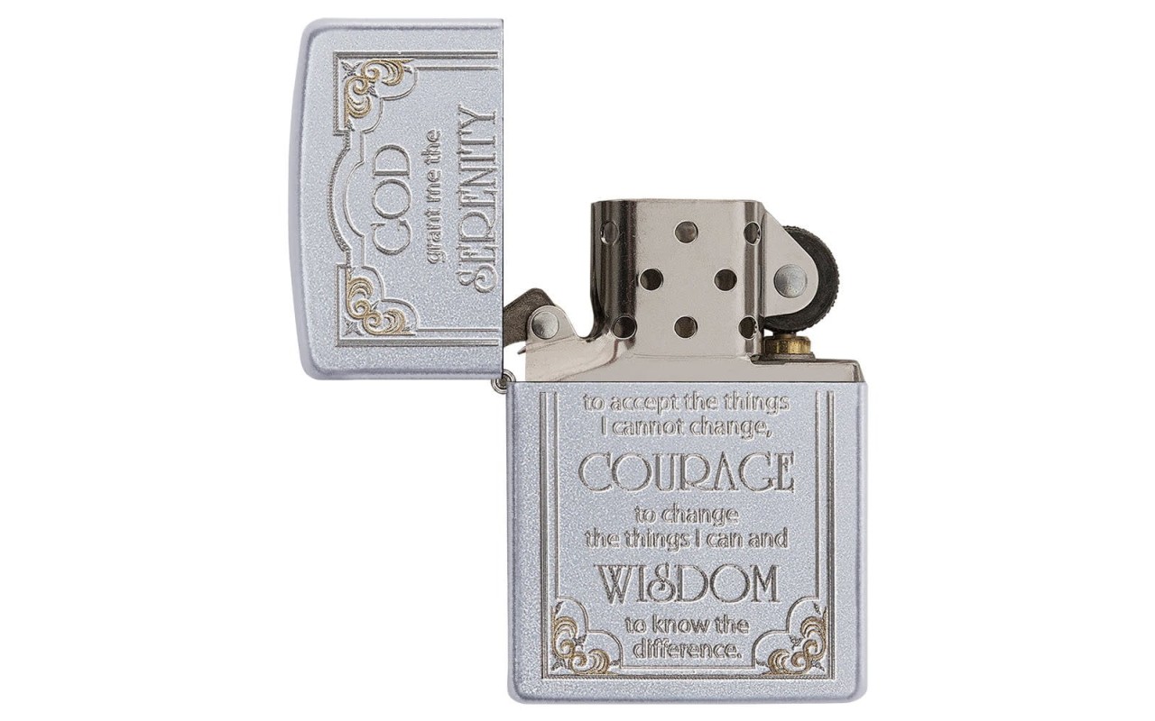 Zippo Serenity Prayer Classic Satin Chrome Windproof Pocket Lighter, 28458 - Zippo India, Lightorati