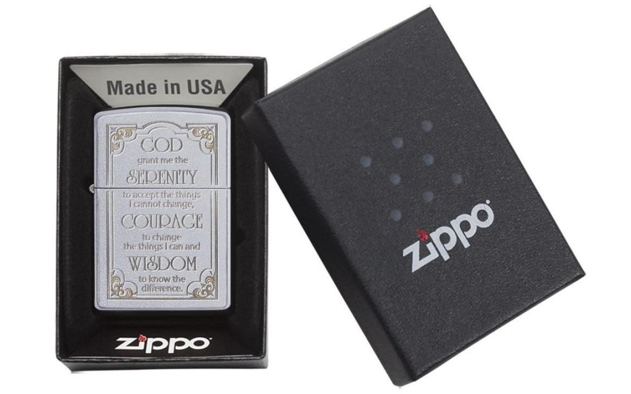 Zippo Serenity Prayer Classic Satin Chrome Windproof Pocket Lighter, 28458 - Zippo India, Lightorati