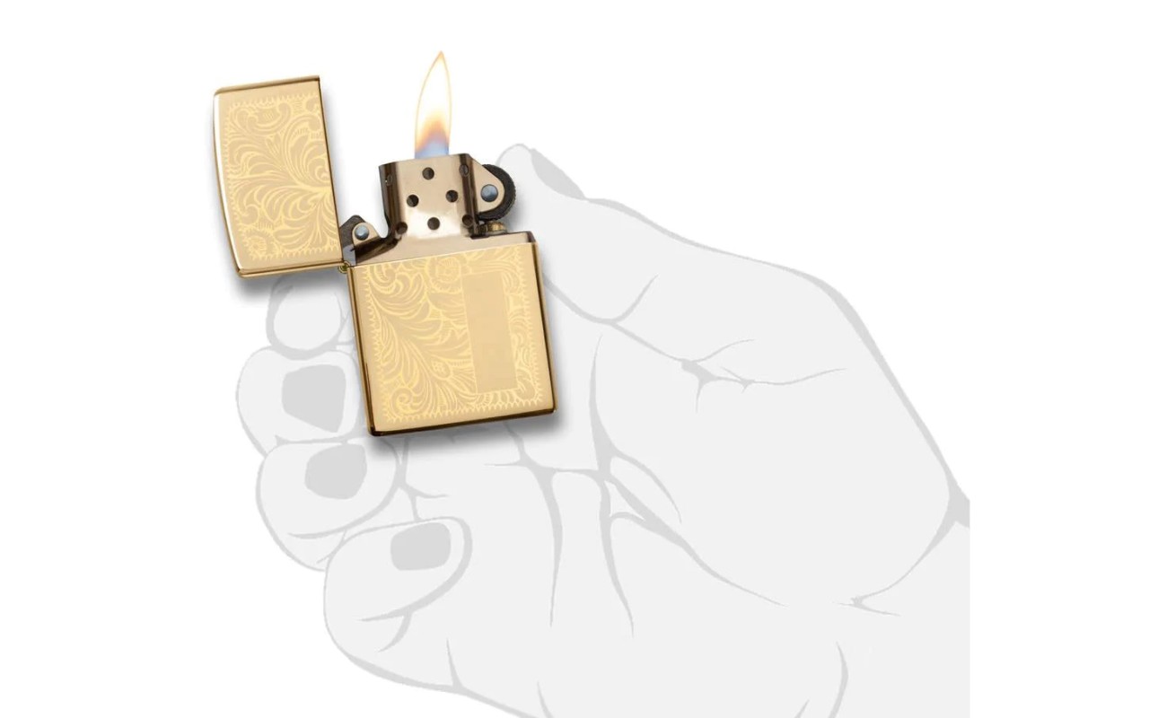 Zippo Venetian Classic High Polish Brass Windproof Pocket Lighter, 352B ...