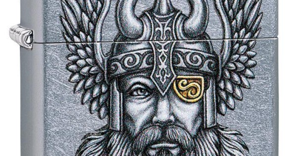 Zippo Viking Warrior Design, Street Chrome Windproof Pocket Lighter ...